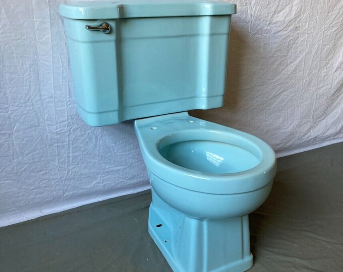 Vtg Mid Century Baby Blue Porcelain Toilet Old Universal Rundle Bath ...
