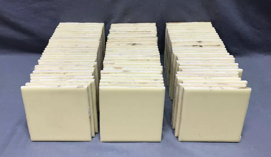 Vintage Lot 82 Lite Yellow Stylon Ceramic Bathroom Tiles 4 Sq Old 1449 ...