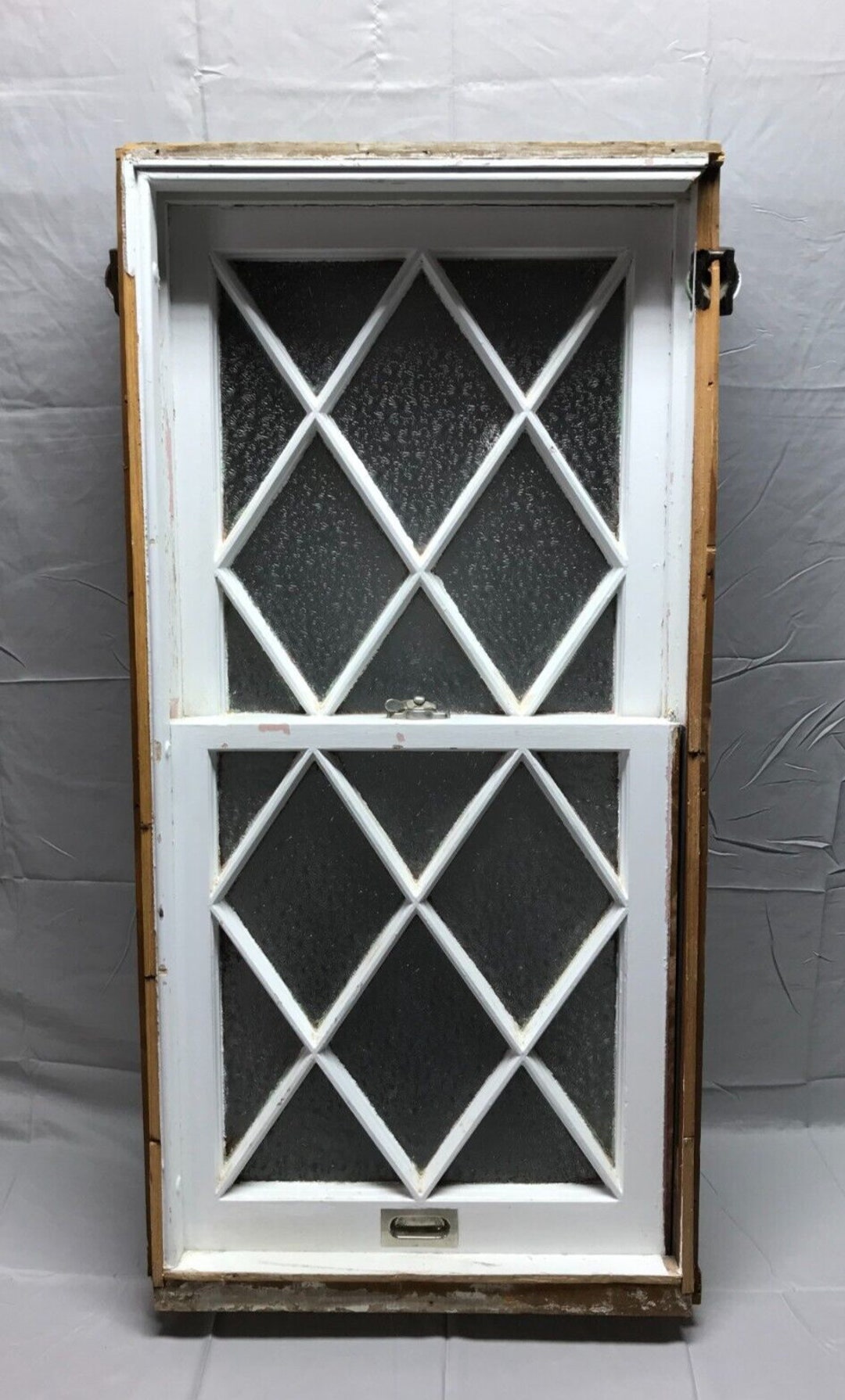 VTG 20 Lite Shabby Diamond Privacy Glass Window 22x45 With Surround Old ...
