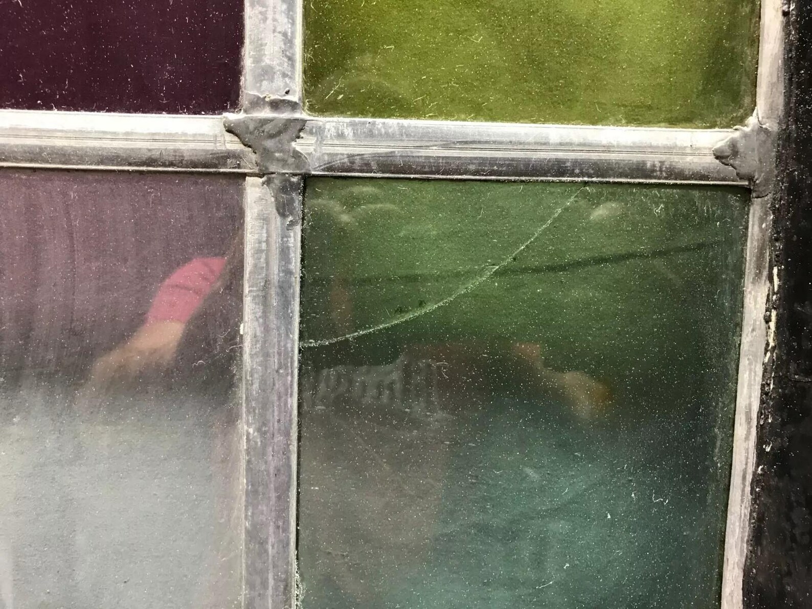 VTG Steel 16 Lite Leaded Stained-glass 20x37 Tutor Casement Window Old ...