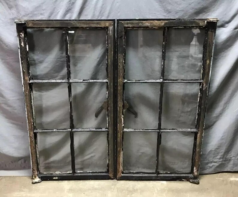 Antique VTG Industrial Steel Double 6 Lite Casement Window Old 36x38 ...
