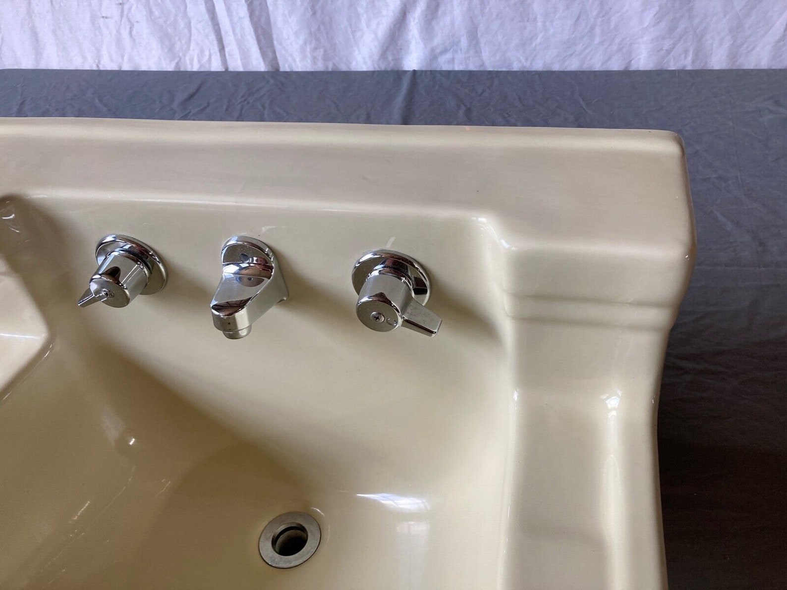 Vtg Deco Pale Buttercream Yellow Porcelain Sink Chrome Legs - Etsy