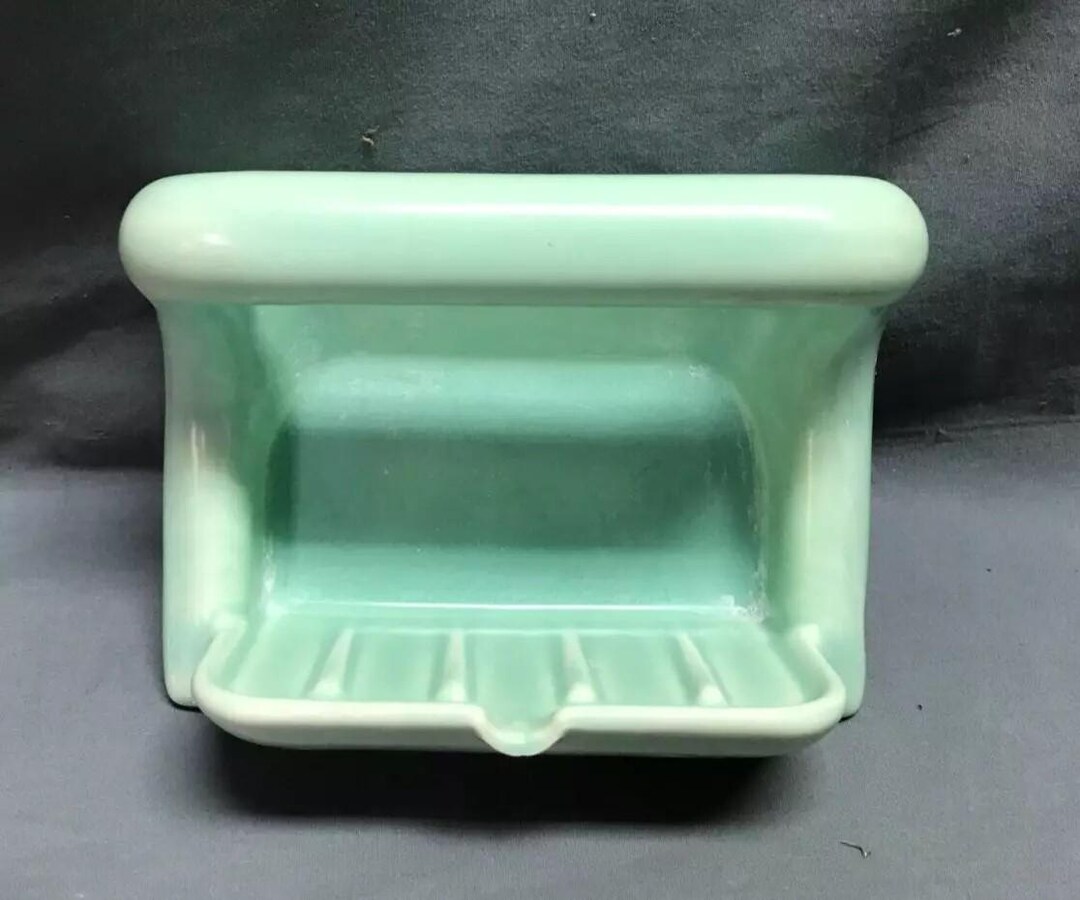 VTG Jadeite Porcelain Toilet Paper Tissue Holder Tile in Mount Green ...