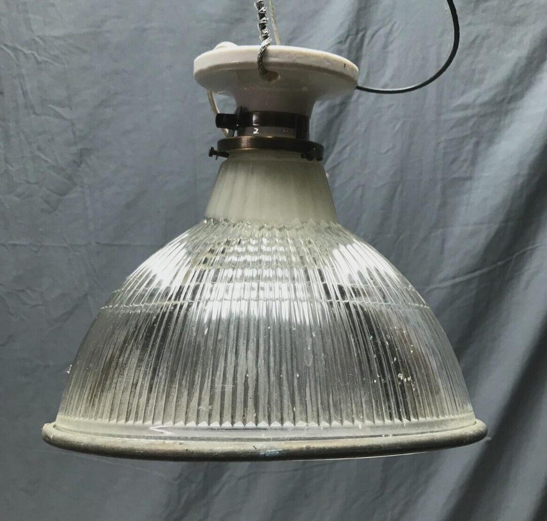Vintage Industrial Holophane Eames Era Old Factory Ceiling Work Light ...