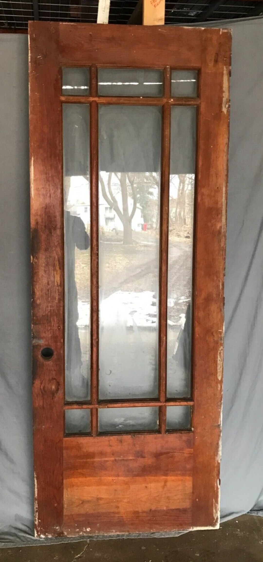 Antique VTG Mission Solid Wood 32x84 9 Lite Glass Exterior Door Old 506 ...