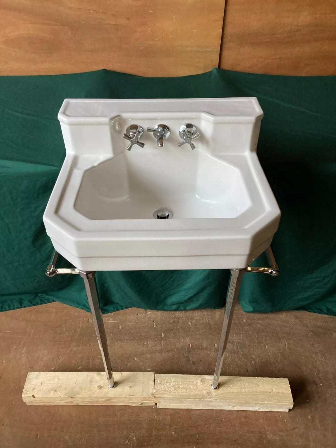 Vintage Mid Century Eljer White Console Bath Sink Chrome Legs Towel Bars Old 258-24E - Etsy