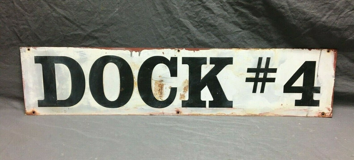 Vintage Dock 4 Metal Sign Original Old White 6 Black - Etsy