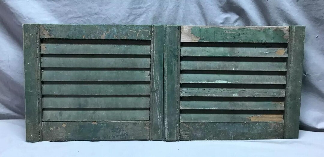 Vintage Pair Small Green 14x17 Antique House Wood Window Shutters Old ...