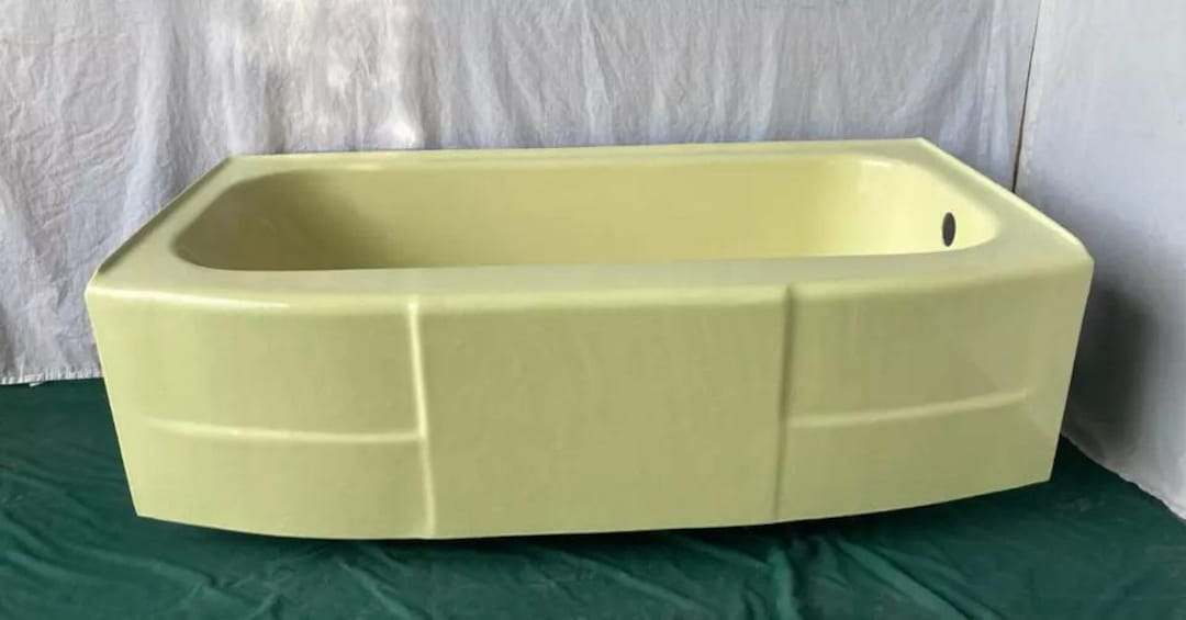 Vtg 60x32 Cast Iron Citrus Yellow Porcelain Crane Criterion Skirted Tub ...