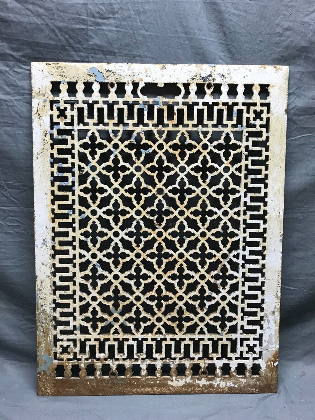 Antique 21x29 Gothic Cold Air Return Heat Cast Iron Grate Grill VTG Old ...