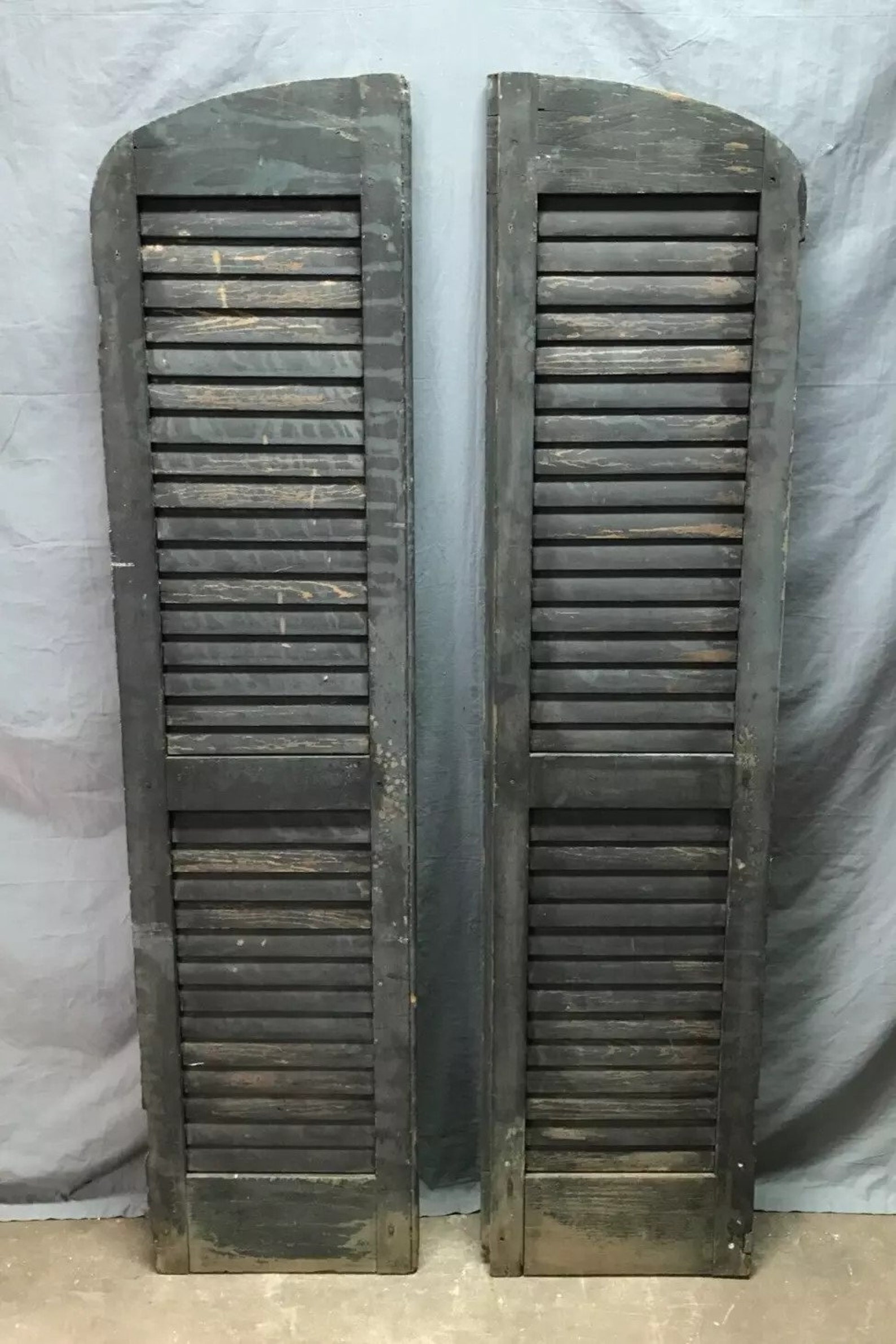 Antique Pair Semi Arched Dome Top Wood Window Shutters 14x59 Old VTG ...
