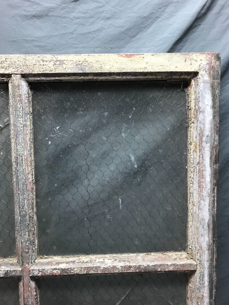 Vintage Industrial 4 Lite 36X40 Window Chicken Wire Factory Privacy ...