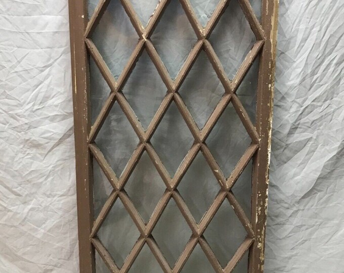 Antique 35 Lite Shabby Diamond Pane Casement Window 20x50 VTG 982-23B ...