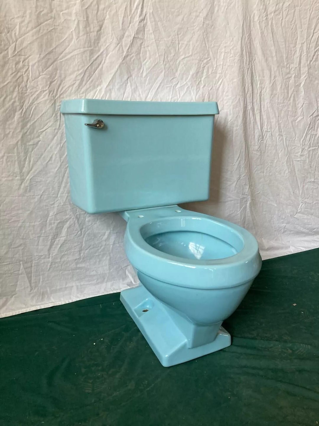 Vintage Deco Sky Blue Eljer Toilet Round Bowl Old Bathroom We Ship 298 ...