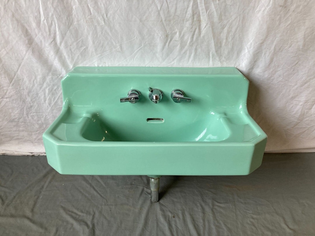 Vtg Deco Mid Century Jadeite Ming Green Bath Sink Old Standard Lavatory 485-23E - Etsy