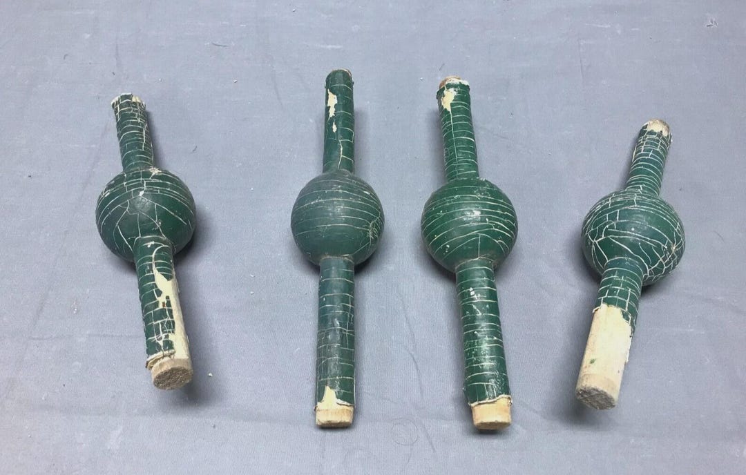 Antique Set 4 Small Wood Porch Span Spindles 2x8 Stick & Balls Vintage ...