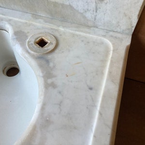 30" Antique Half Round Marble Bath Sink Oval Vitreous China Basin Vtg ...