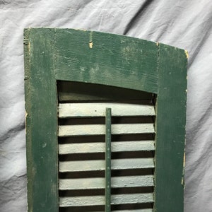 Pair Green Arch Top 13x38 Antique House Window Wood Louvered Shutters ...