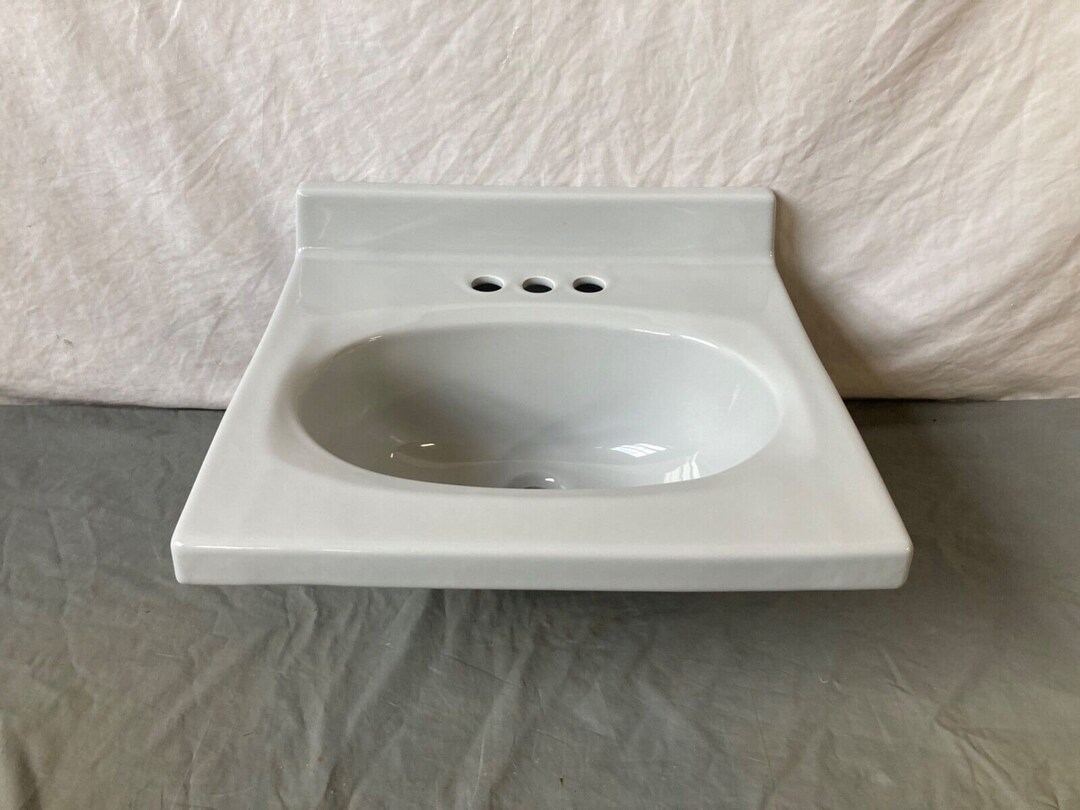 Vtg NOS 17x19 Ceramic Light Grey Porcelain Vanessa Bath Sink Old Eljer ...