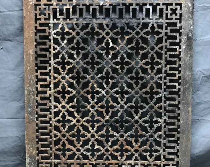 Antique 21x29 Cold Air Return Heat Cast Grate Grill Gothic Floor Vent ...