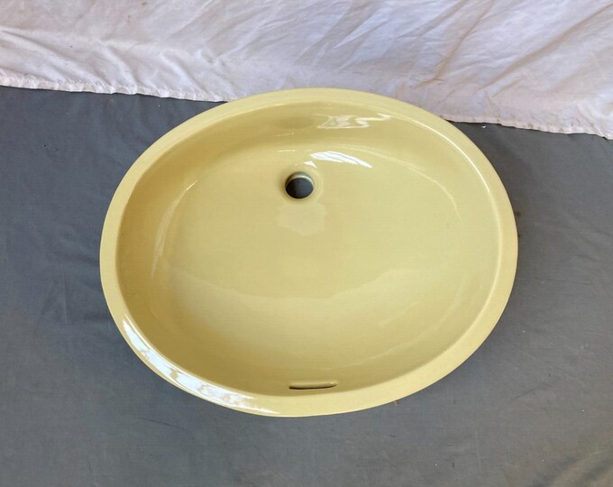 Vtg NOS Ceramic Harvest Gold Yellow 17x14 Under Mount Bath Sink Kohler ...