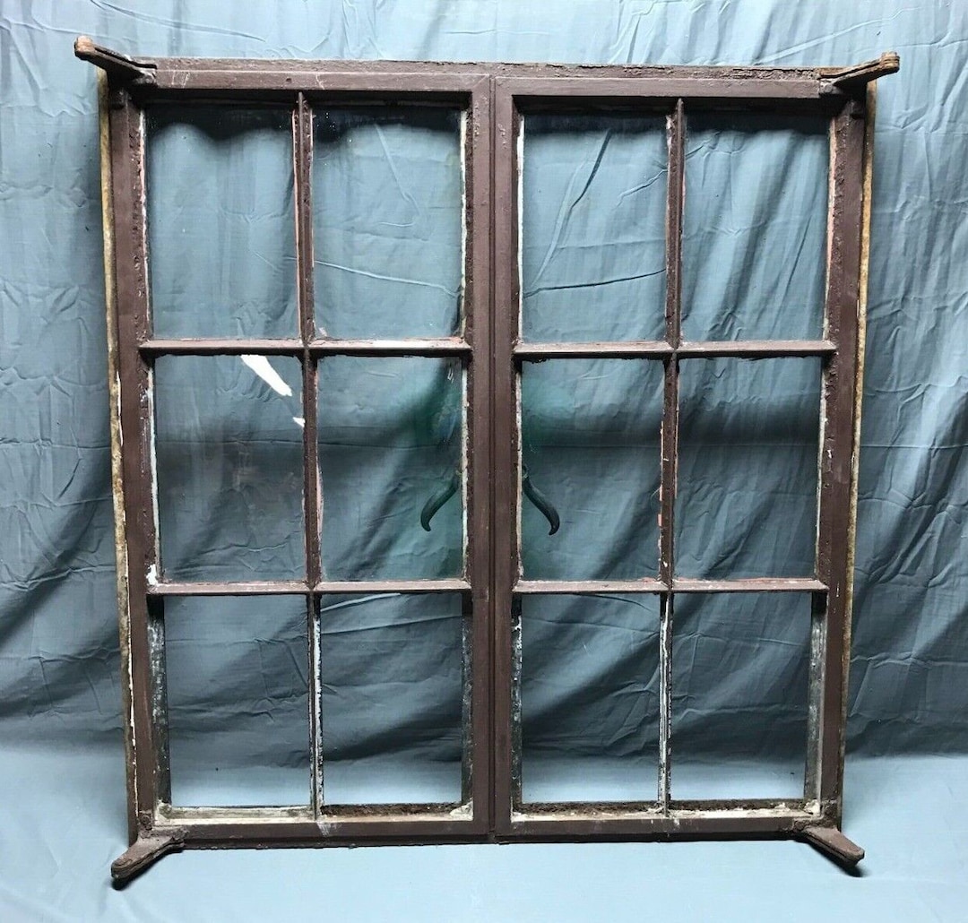 Vintage Industrial Steel Double 6 Lite Casement Window Garage Old 38x40 ...