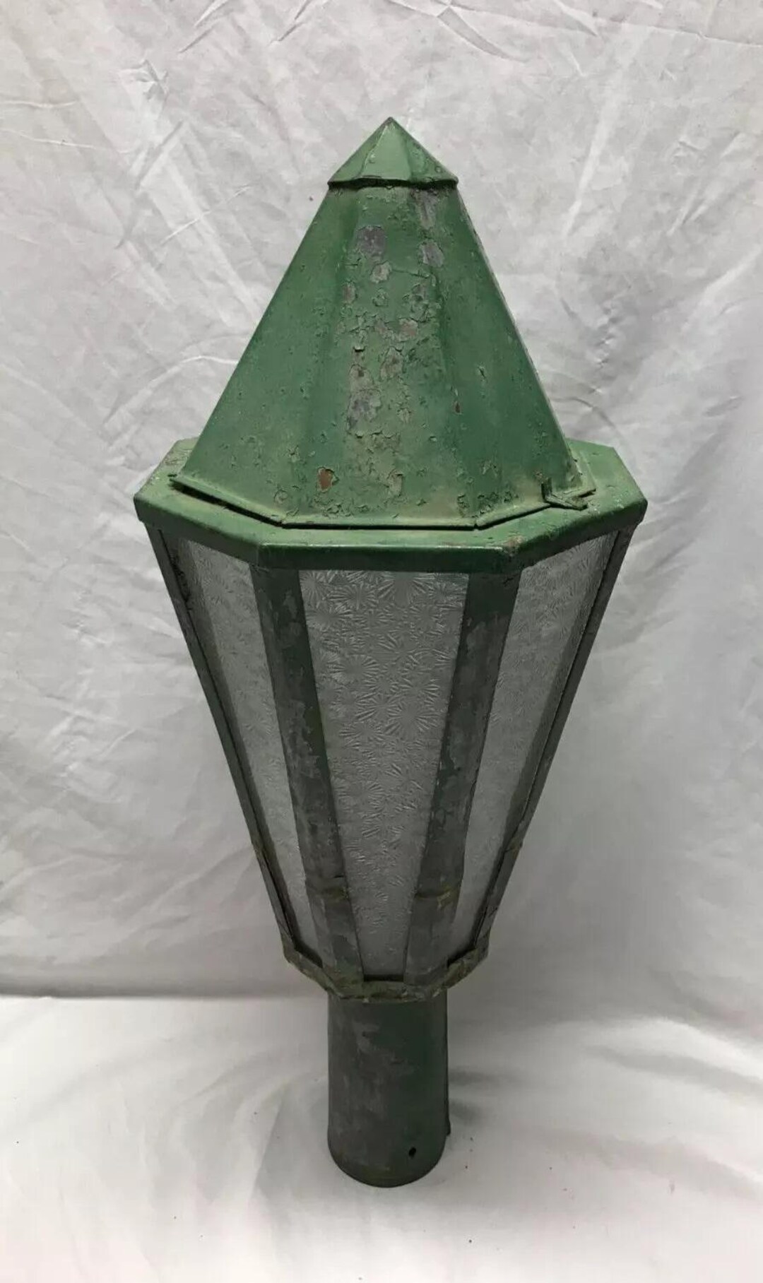 Vintage Light Green Metal Lamp Top Post Garden Torchiere Exterior ...