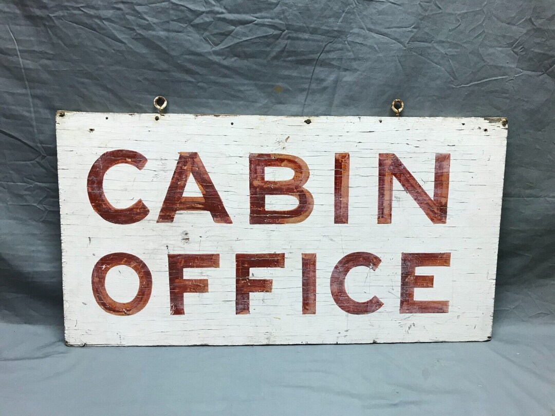 Vintage Single Sided Shabby White Wood Camp Office Sign Chic Old 1344 ...