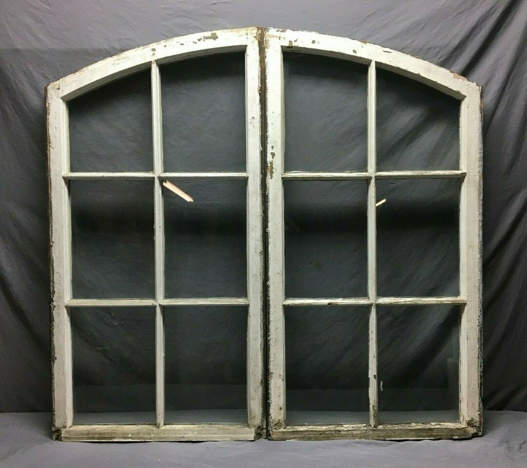 Antique Pair Semi Arch Casement Window Sash Shabby 24x46 Chic Factory ...