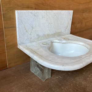 30" Antique Half Round Marble Bath Sink Oval Vitreous China Basin Vtg ...