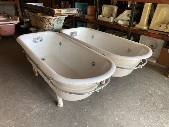 Large Antique 6 1 2 FT Cast Iron White Porcelain Spa Footed Bathtub Vtg 392 23E Pick up Only Etsy UK