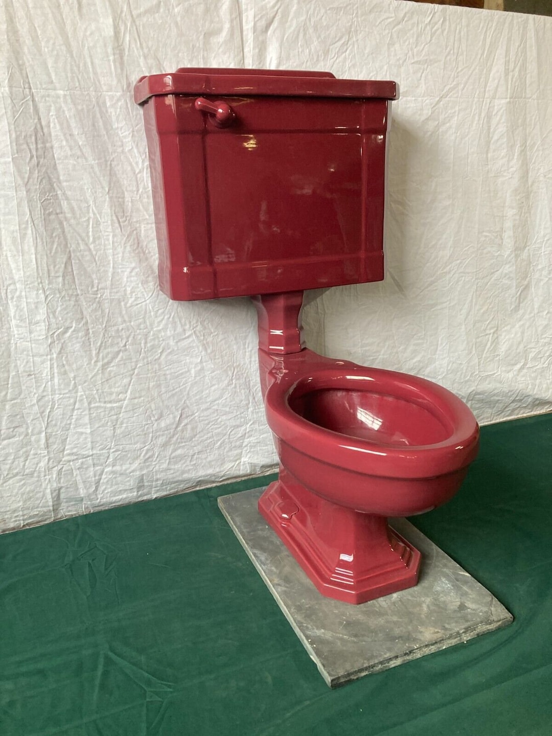 Antique Burgundy Red Porcelain Complete Toilet Standard Master Maderna ...