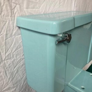 Vtg Mid Century Baby Blue Porcelain Toilet Round Bowl SEE Description ...
