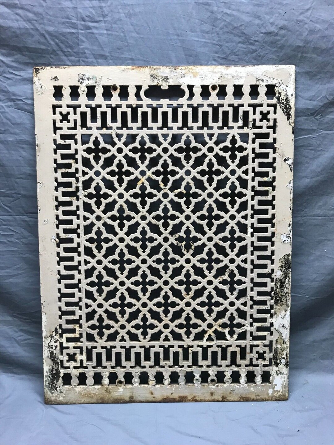 Antique 21x29 Gothic Cold Air Return Heat Cast Iron Grate Grill VTG Old ...