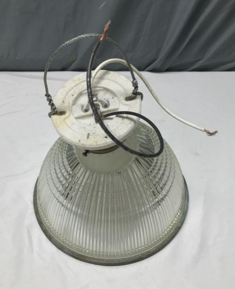 Vintage Industrial Holophane Eames Era Old Factory Ceiling Work Light ...