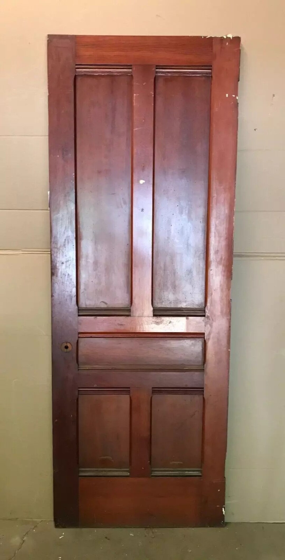 Antique Single VTG 32x87 1920's Interior 5 Panel Cherry Wood Door Old ...