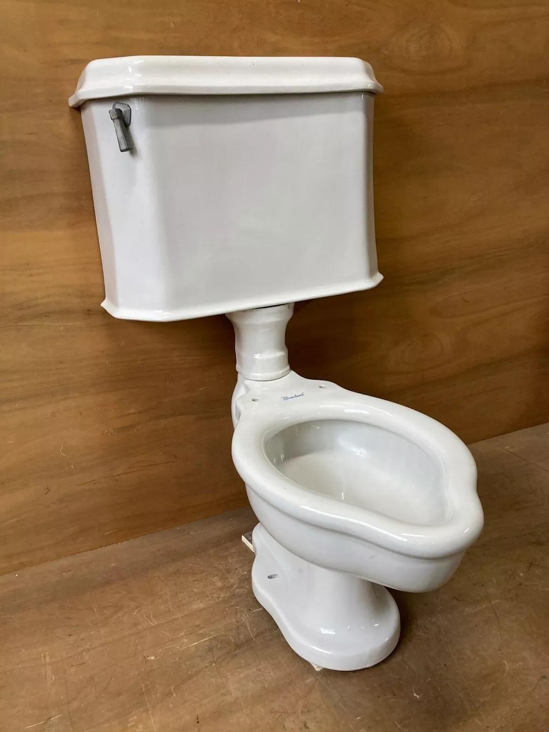 Antique Ceramic White Toilet Elongated Pear Bowl Wall Tank Standard 339 ...