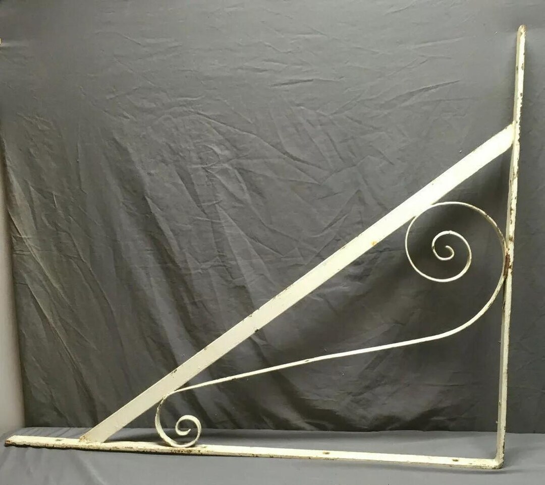 Antique Vintage White Wrought Iron Store Entrance 36" Sign Bracket Old ...
