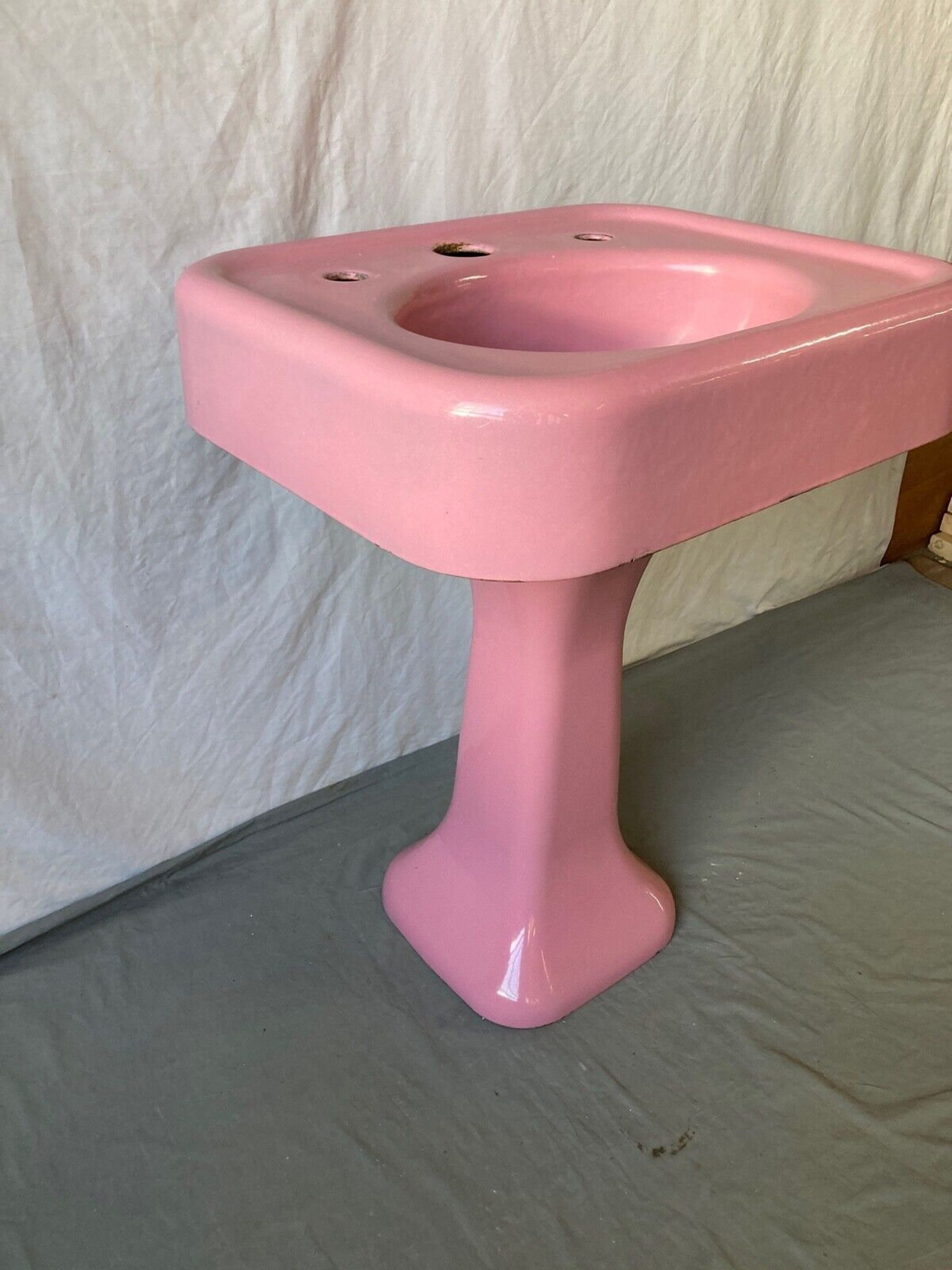 Antique Cast Iron Rose Du Barry Pink Porcelain Pedestal Sink - Etsy