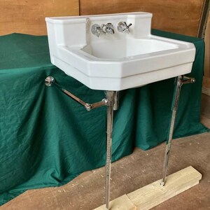 Vintage Mid Century Eljer White Console Bath Sink Chrome Legs Towel Bars Old 258-24E - Etsy