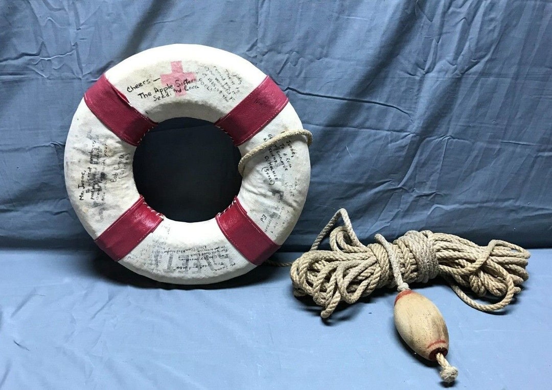 Antique Decorative 15" Nautical Lifeguard Water Safety Ring VTG Decor ...