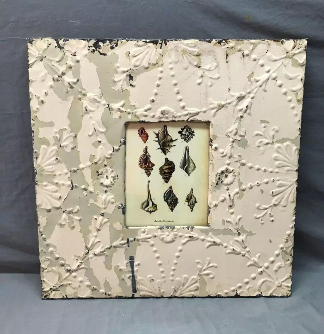 Antique TIN CEILING Metal 8X10 Picture Frame 23sq. Decorative Recycled ...