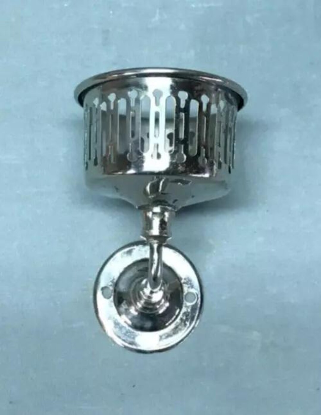 Antique VTG Bright Nickel Over Brass Wall Mount Cup Tumbler Holder Old ...