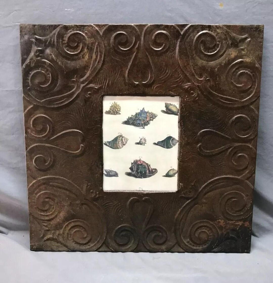 Antique Vintage Recycled Tin Ceiling Metal 8x10 Picture Frame 23" SQ ...