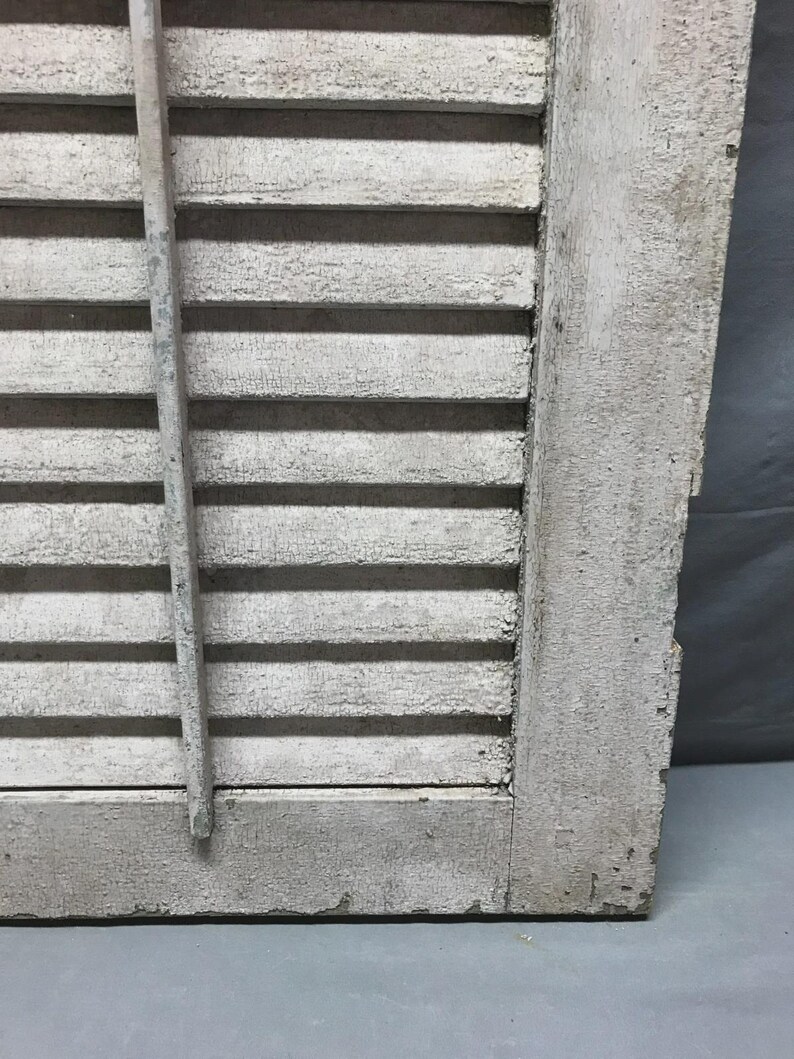 Antique Pair 18x26 Shabby White House Window Wood Louvered Shutters ...