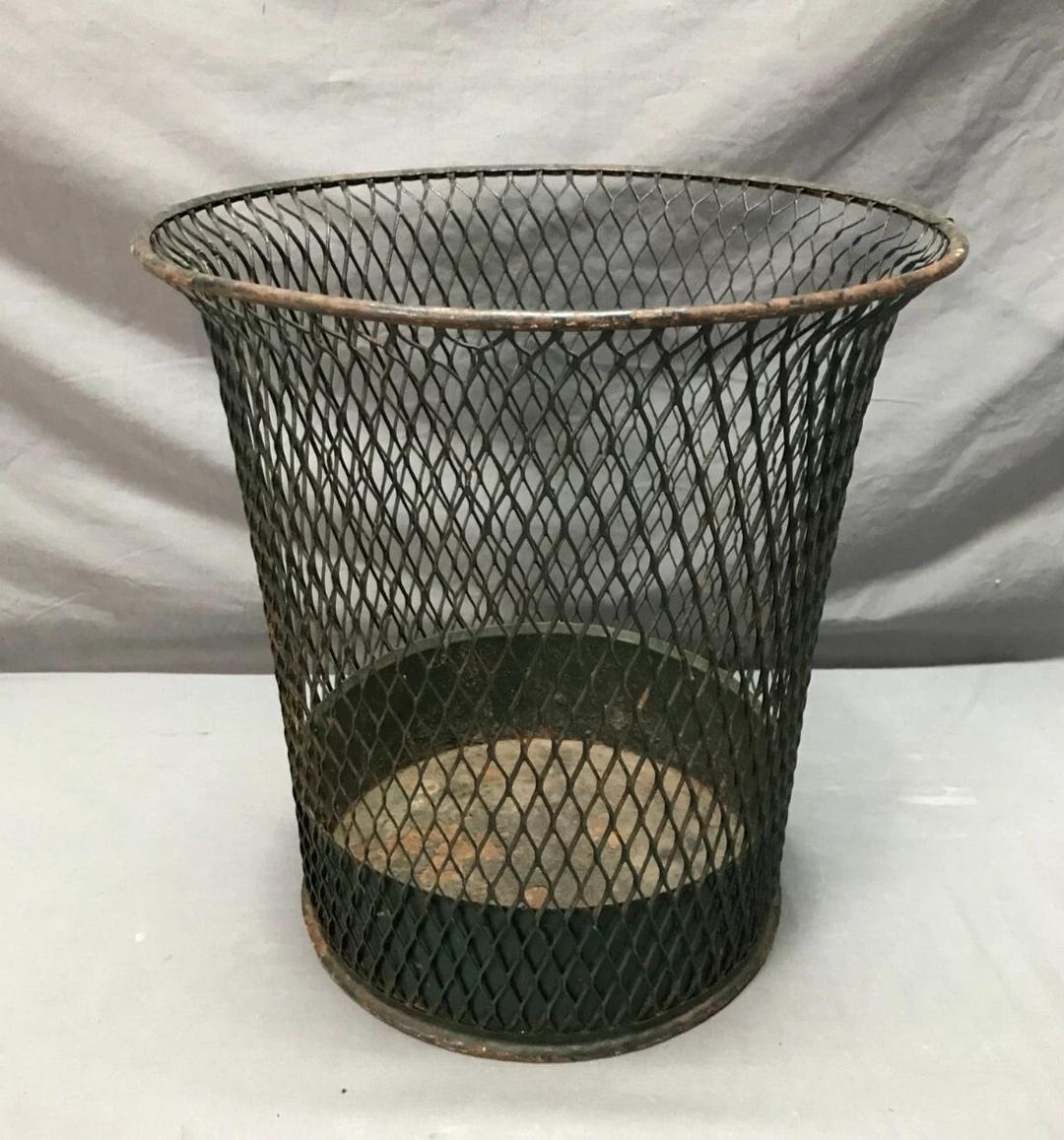Vintage 18"expanded Metal NEMCO Wire Trash Can Unique Diamond Pattern ...