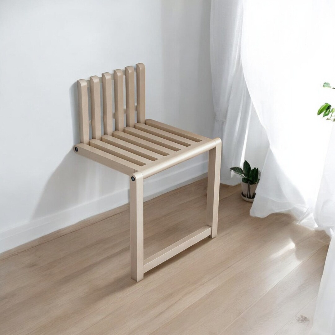 Wall Mounted Folding Chair Cabinets Space Saving Chairs Solid Wood ...