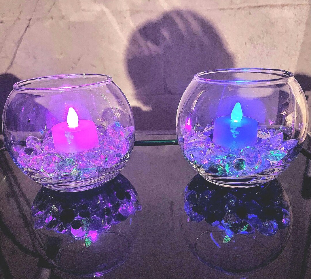 Clear Glass Candle Holders With Color Changing LED Candles - Etsy
