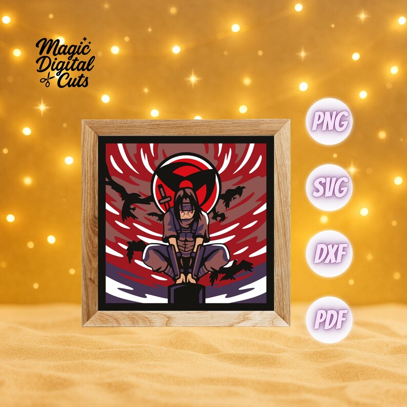 Japanese Manga Ninja Lightbox SVG Template — 3D Anime-style Shadow Box ...