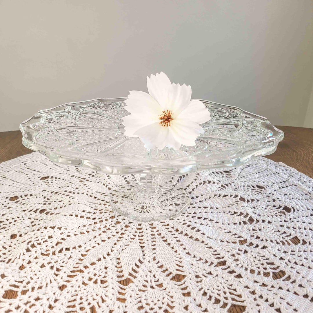 Vintage Pressed Glass Cake Stand - L.E. Smith Quintec Pattern 11.5" - Etsy
